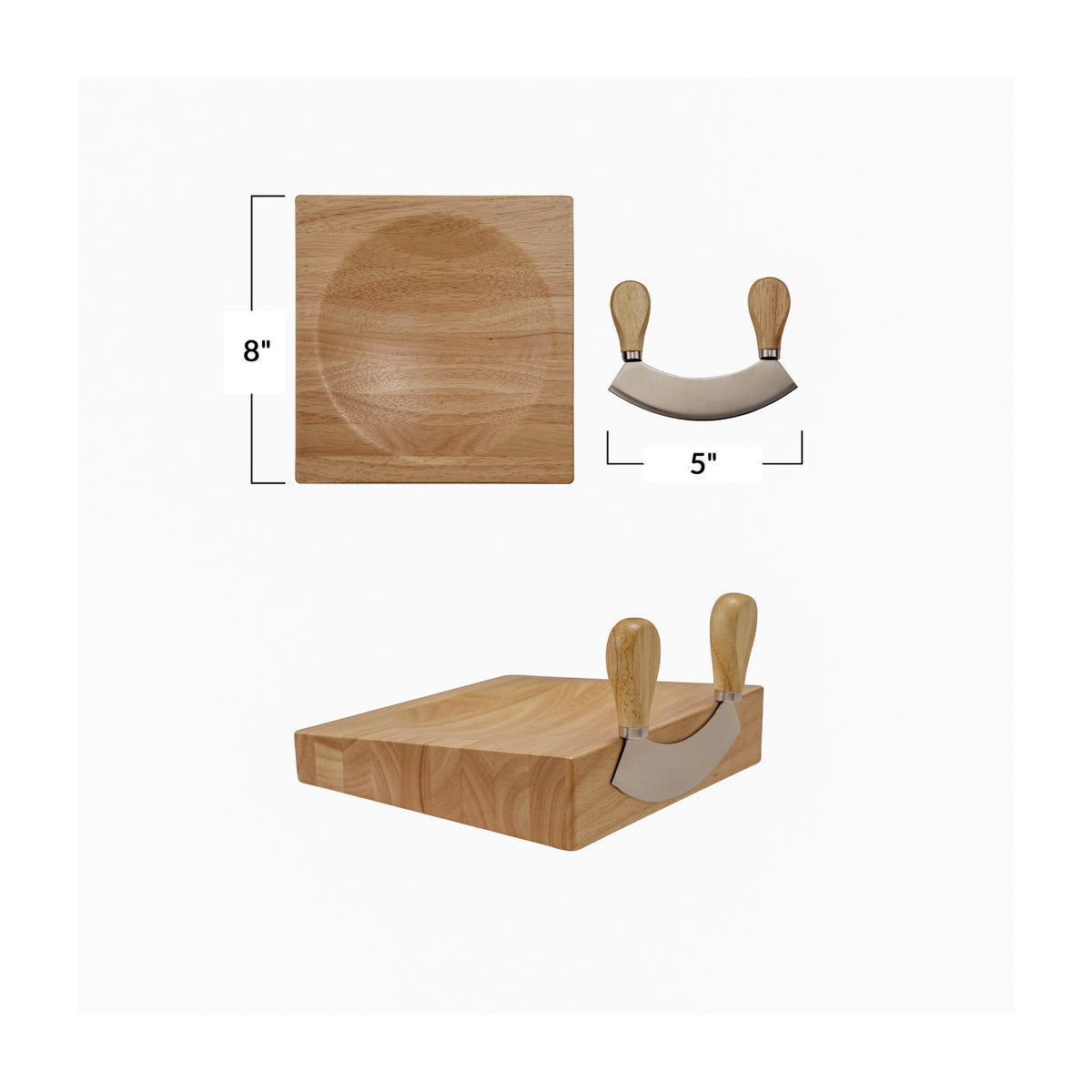 Rubberwood Mezzaluna & Cutting Board Set – Tarzian West for Housewares
